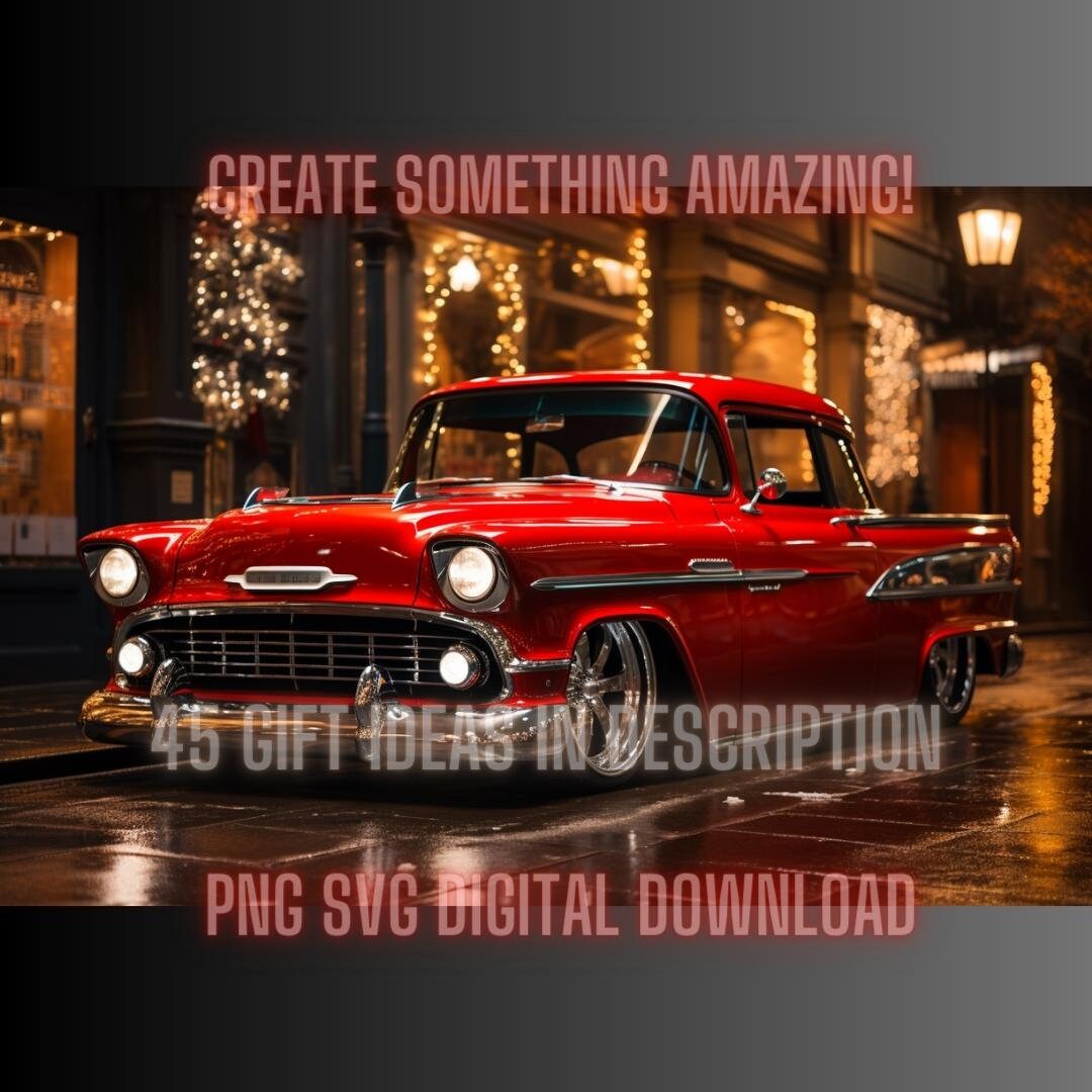 Christmas 57 Chevy PNG, 9 Car Bundle Digital Download, Holiday Muscle ...