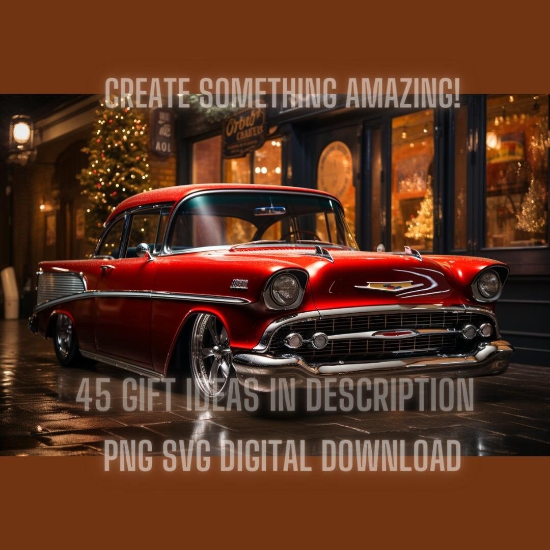 Christmas 57 Chevy PNG Bundle, Classic Muscle Car Art (digital Download ...