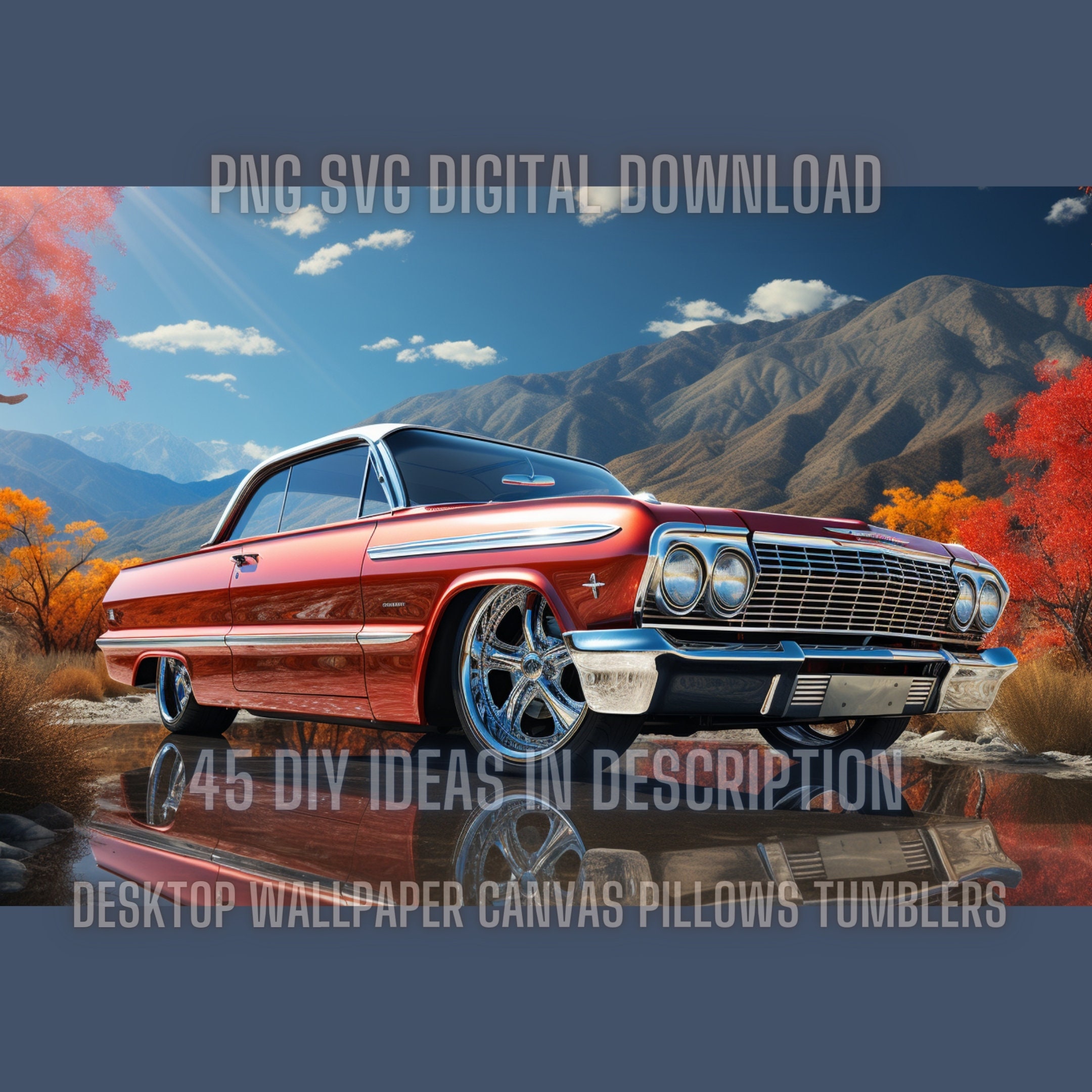 Custom 64 Impala Red Lowrider PNG Bundle Chicano Lowrider - Etsy