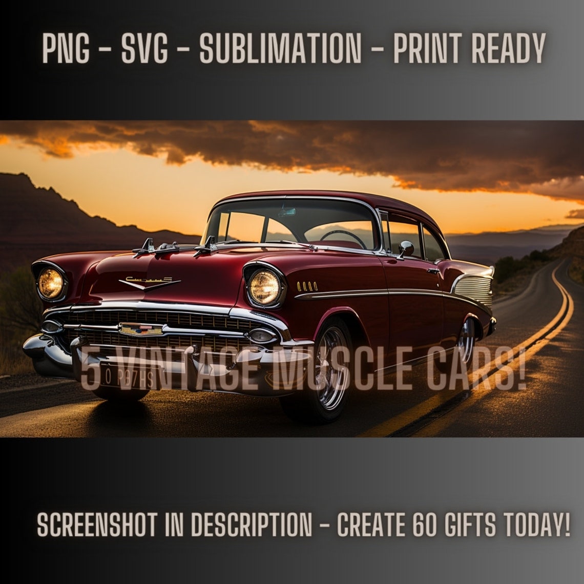 57 Chevy Classics - 5 Car Bundle, Digital Download, Custom Muscle Car ...