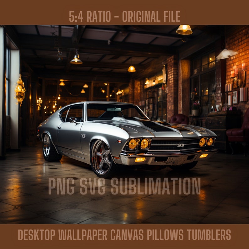 Vintage 68 Chevelle SS Silver Muscle Car Png, Svg Vintage Muscle Car ...