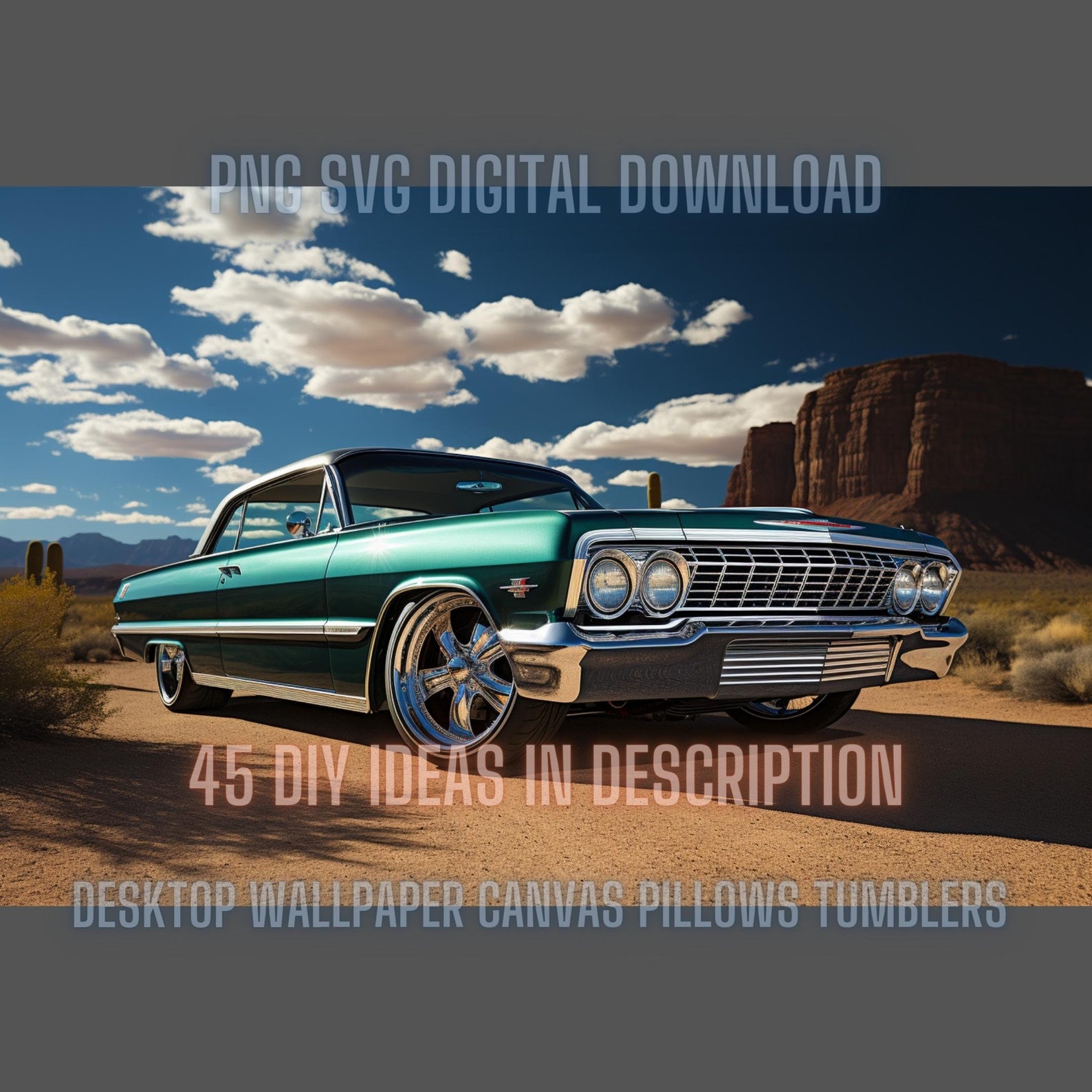 Custom 64 Impala Blue Lowrider PNG Bundle, Chicano Lowrider Png ...