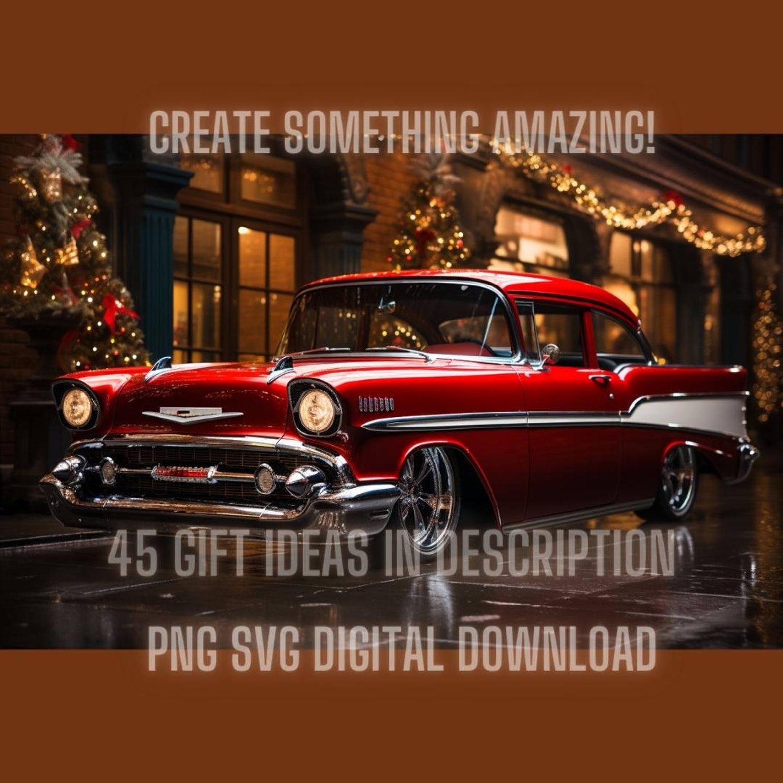 Christmas 57 Chevy PNG, 9 Car Bundle Digital Download, Classic Muscle ...