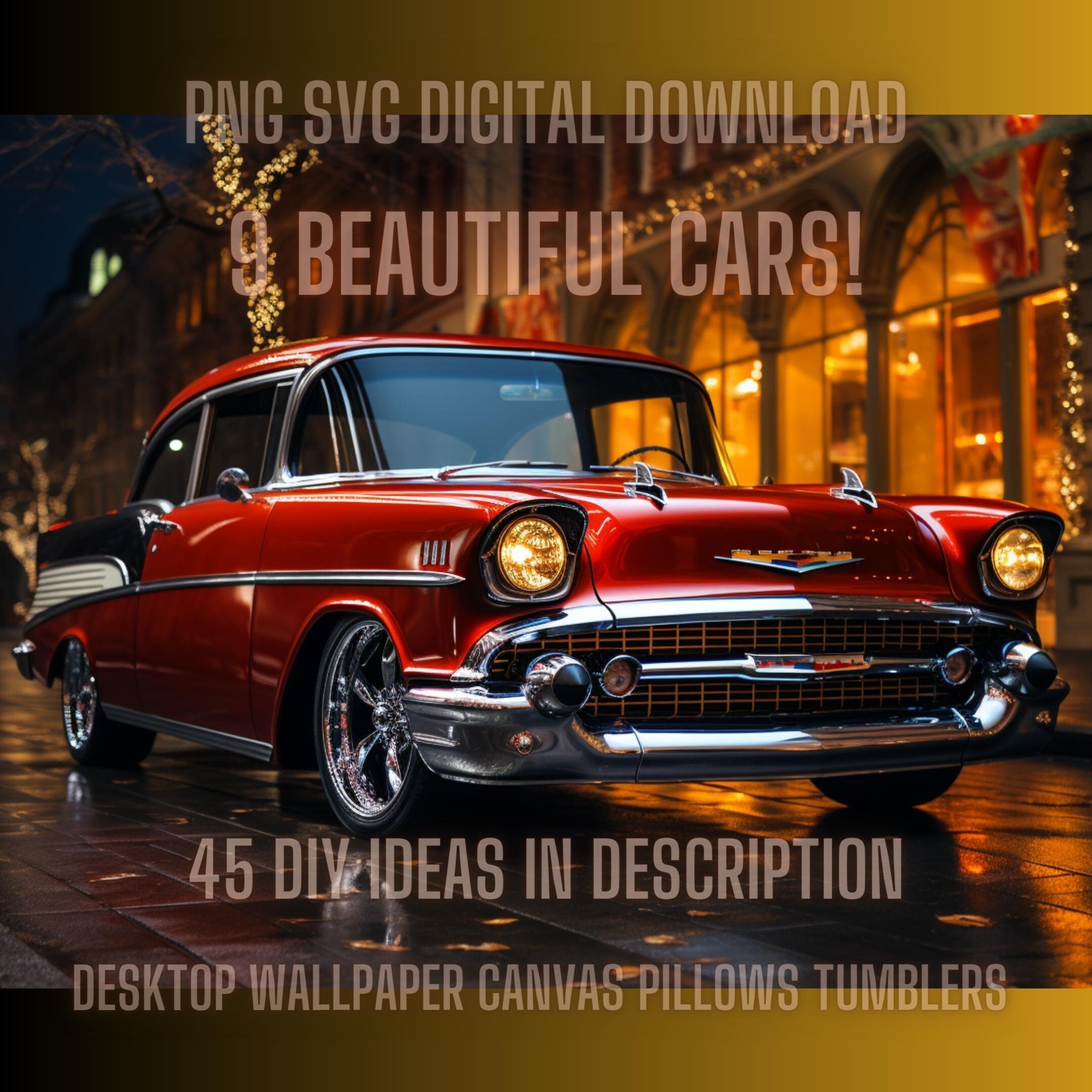Custom Red 57 Chevy PNG 9 Car Bundle, Digital Download, Classic Muscle ...