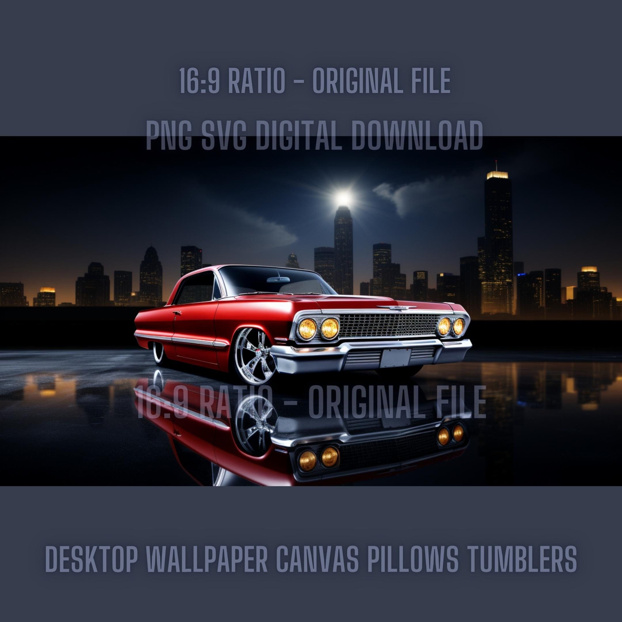 Candy Red 64 Impala Lowrider Cityscape PNG, 5 Aspect Ratio Bundle ...