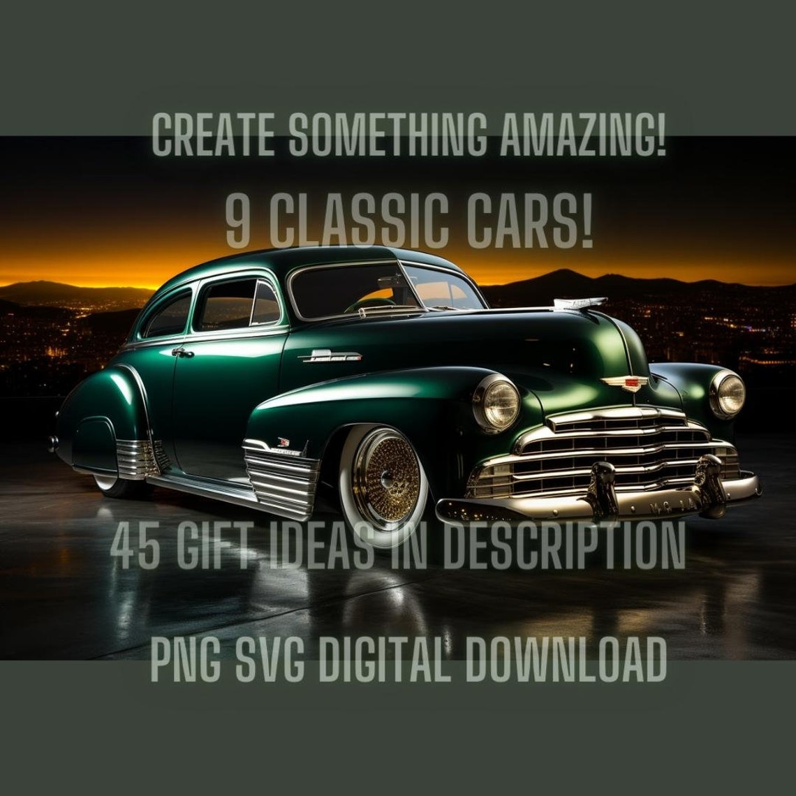 Green 48 Chevy Fleetmaster PNG Bundle, Retro Chevy Wall Art Png, Custom ...