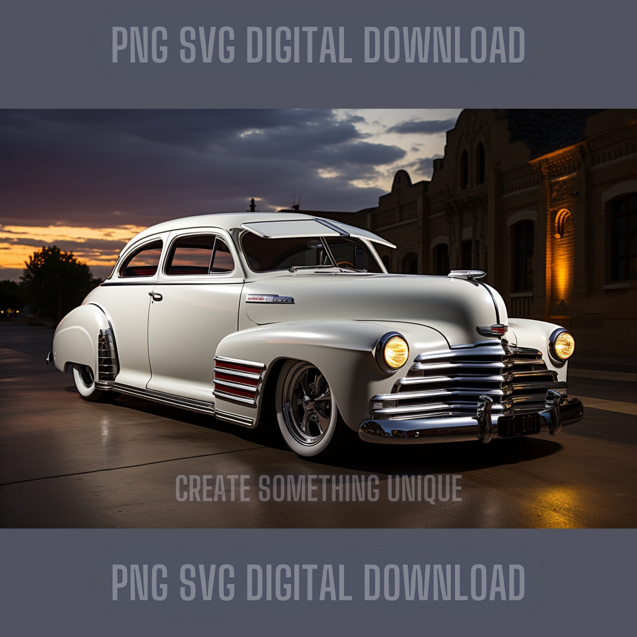 White 48 Chevy Fleetmaster PNG Bundle, Retro Chevy Wall Art Png, Custom ...