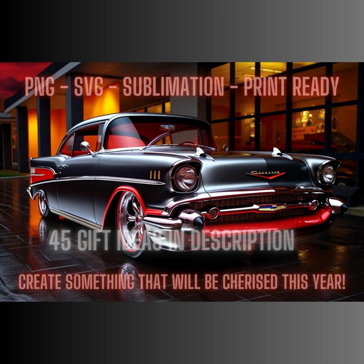 Vintage 57 Chevy Bel Air PNG Bundle, Vintage 57 Chevy Tumbler Wrap Png ...