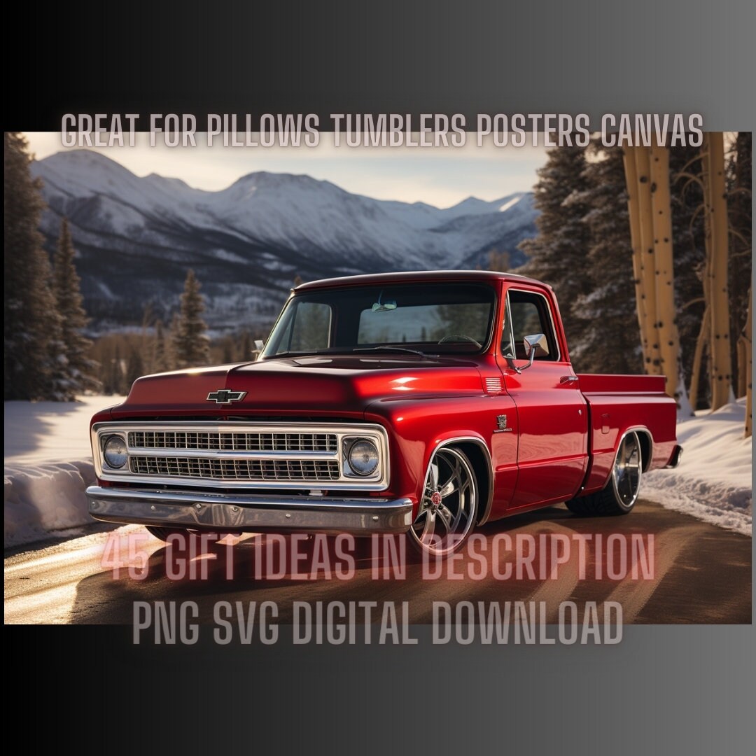 Classic Chevy C10 Pickup PNG Bundle, Vintage Muscle Truck Wall Art Png ...