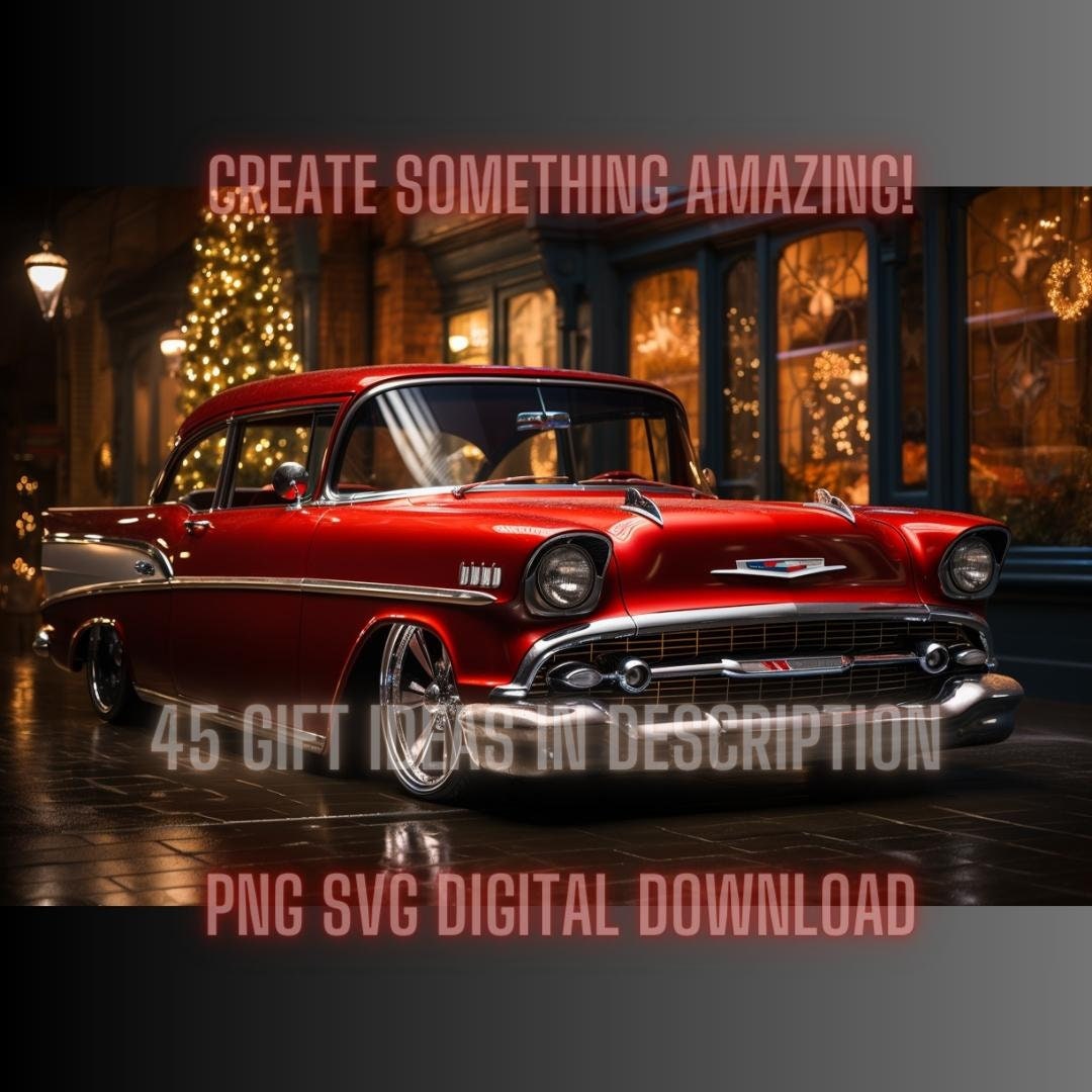 Christmas 57 Chevy PNG, 9 Car Bundle Digital Download, Holiday Muscle ...