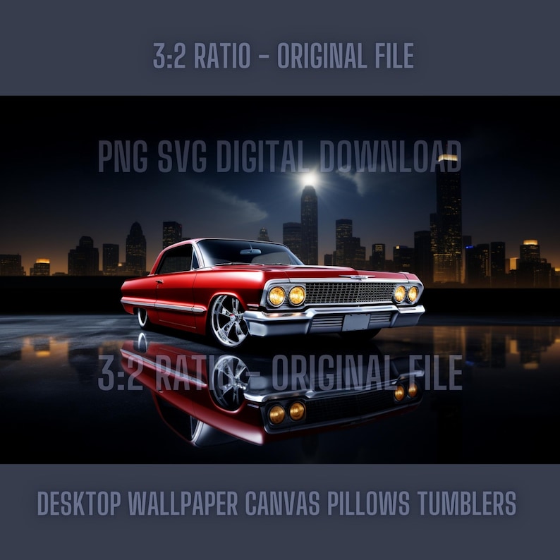 Candy Red 64 Impala Lowrider Cityscape PNG, 5 Aspect Ratio Bundle ...