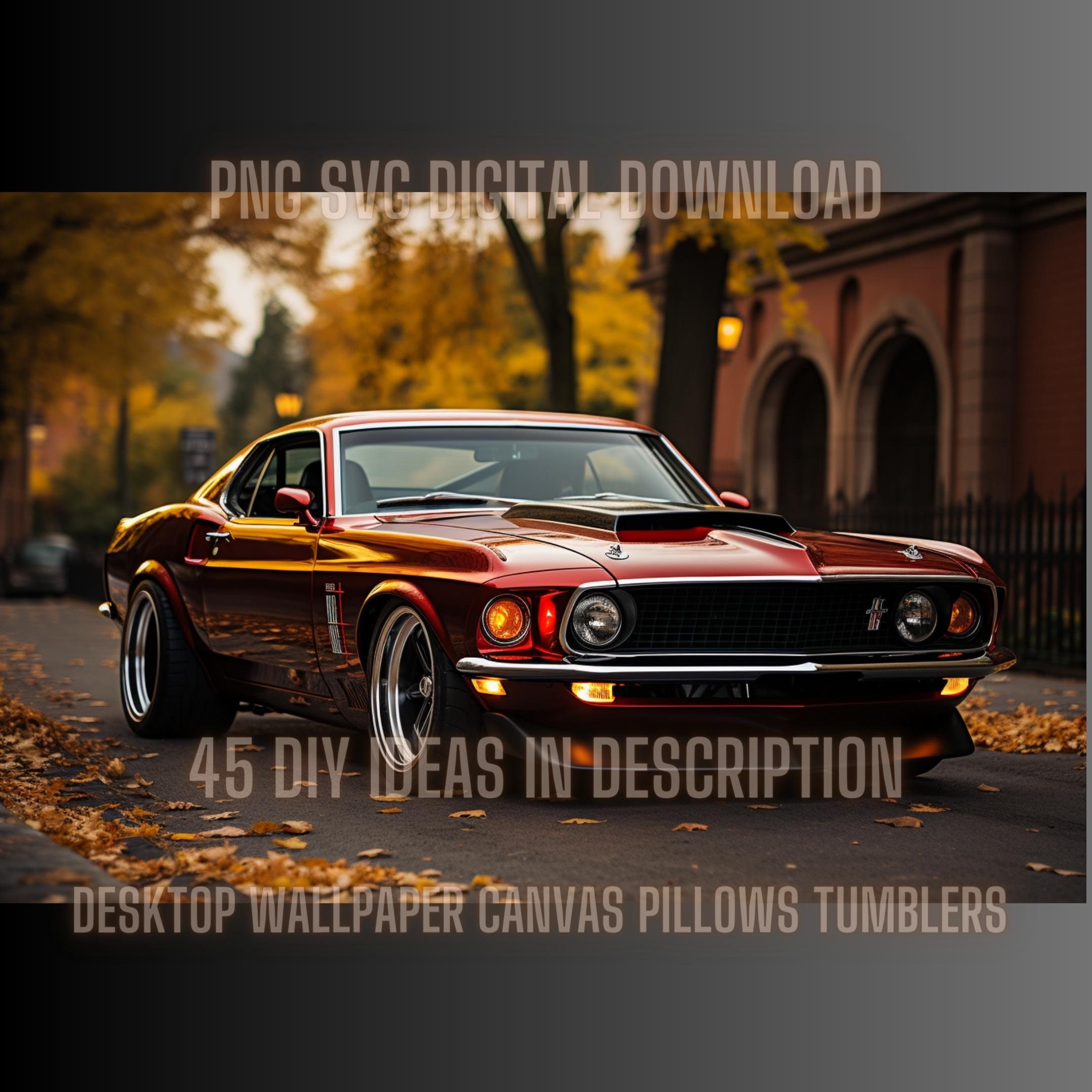 Custom Red 68 Mach 1 Cobra PNG Digital Download, Vintage Muscle Car PNG ...
