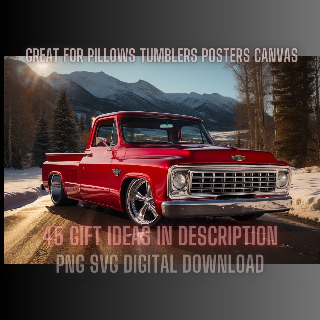 Classic Chevy C10 Pickup PNG Bundle, Vintage Muscle Truck Wall Art Png ...