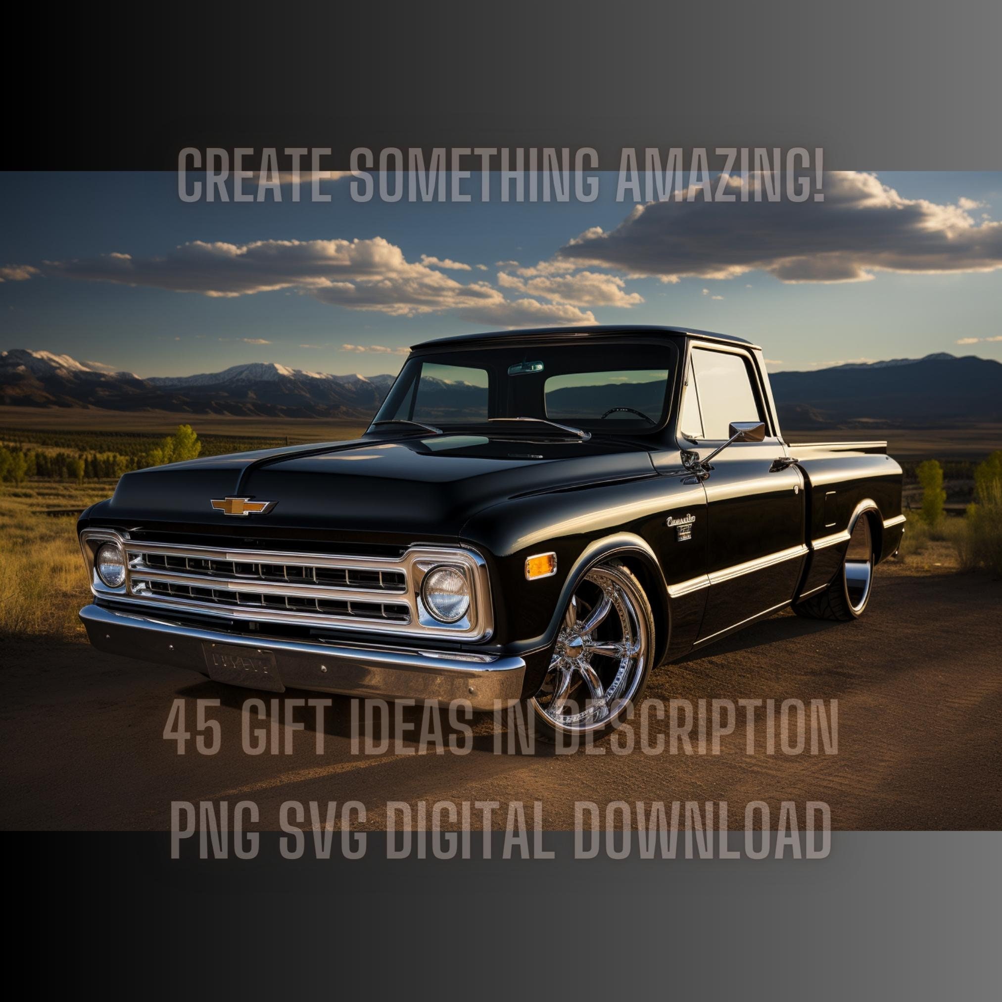 Black 68 Chevy C10 Pickup PNG Bundle, Classic Muscle Truck Wall Art Png ...
