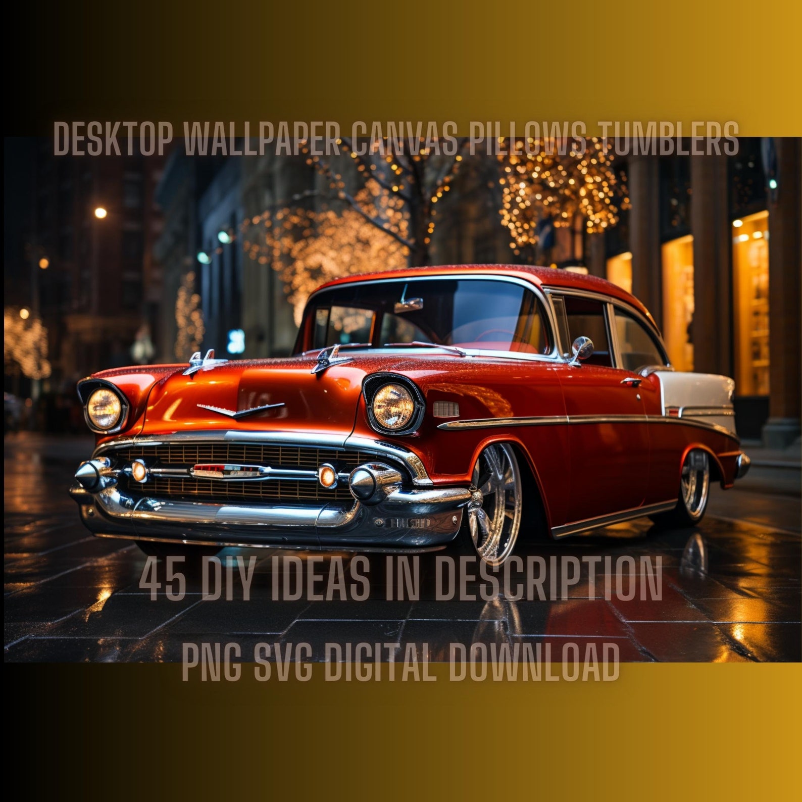 Custom Red 57 Chevy PNG 9 Car Bundle, Digital Download, Classic Muscle ...