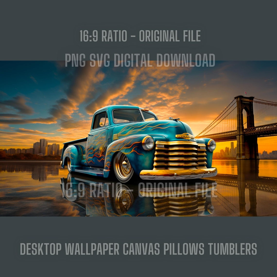 This Teal 48 Chevy 3100 Lowrider Truck PNG Bundle Comes in 5 Aspect ...