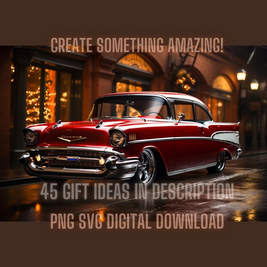 Christmas 57 Chevy PNG, 9 Car Bundle Digital Download, Retro Muscle Car ...