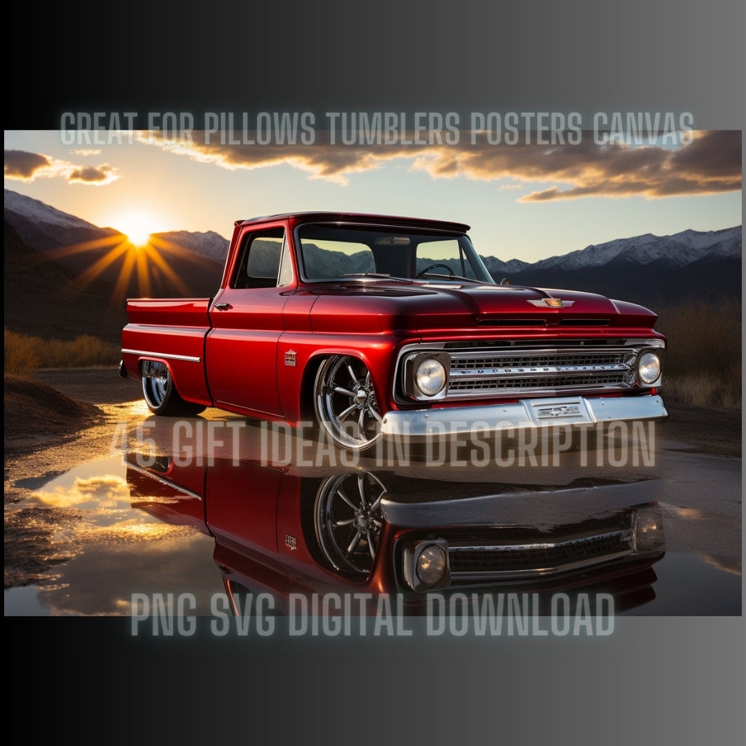 Classic Chevy C10 Pickup PNG Bundle, Vintage Muscle Truck Wall Art Png ...