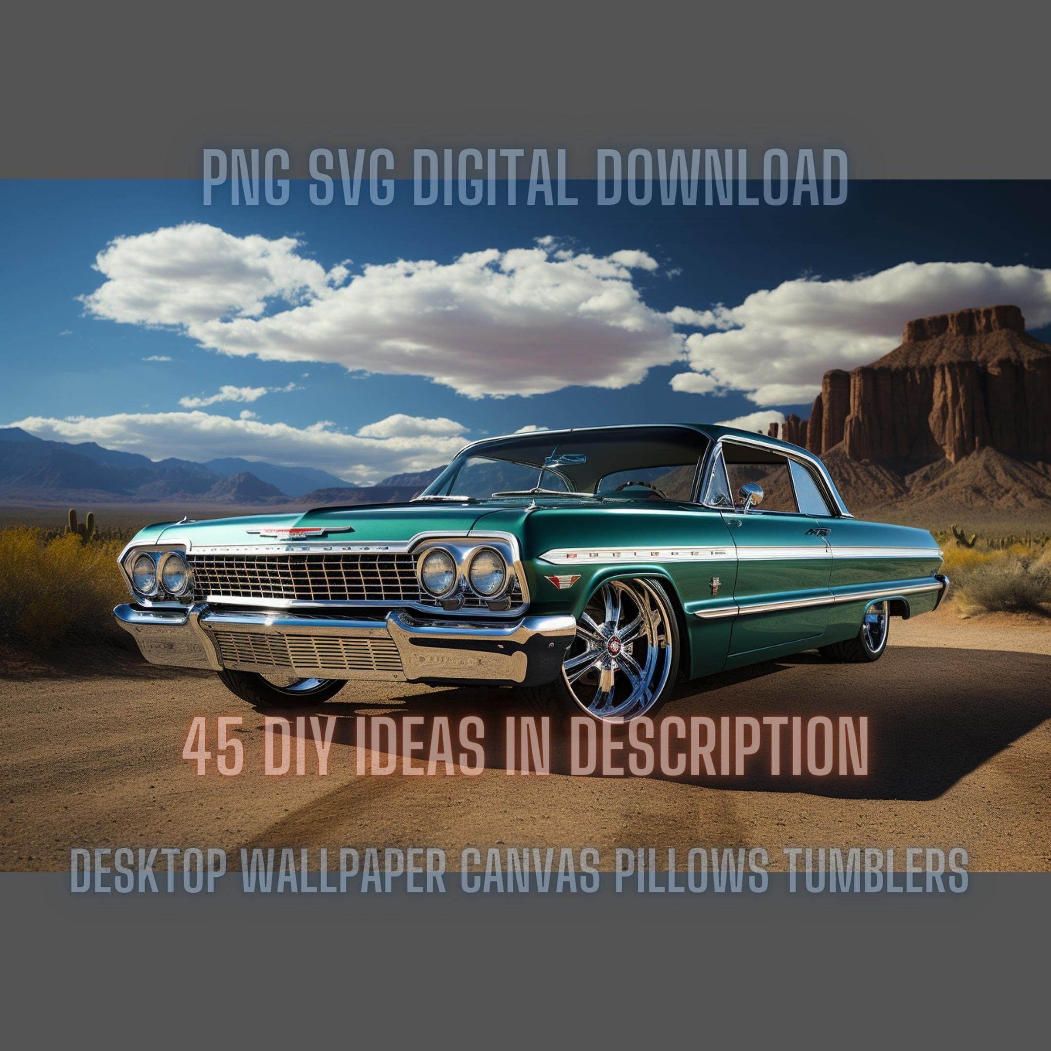 Custom 64 Impala Blue Lowrider PNG Bundle, Chicano Lowrider Png ...