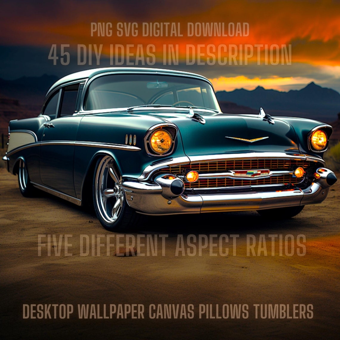 This Custom Nightfall 57 Chevy PNG Bundle Comes With 5 Different Aspect ...
