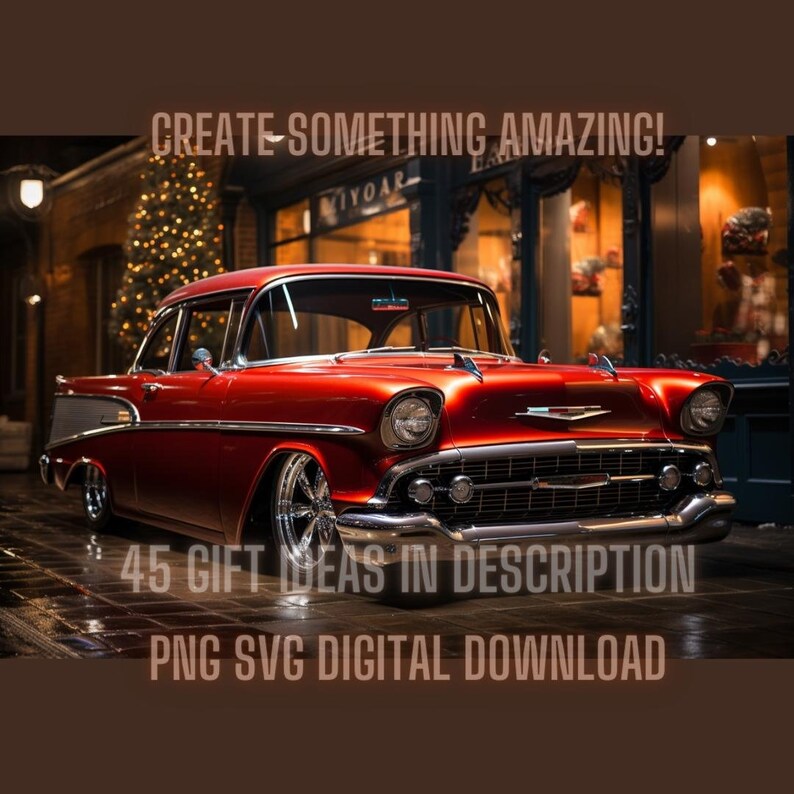 Christmas 57 Chevy PNG, 9 Car Bundle Digital Download, Retro Muscle Car ...