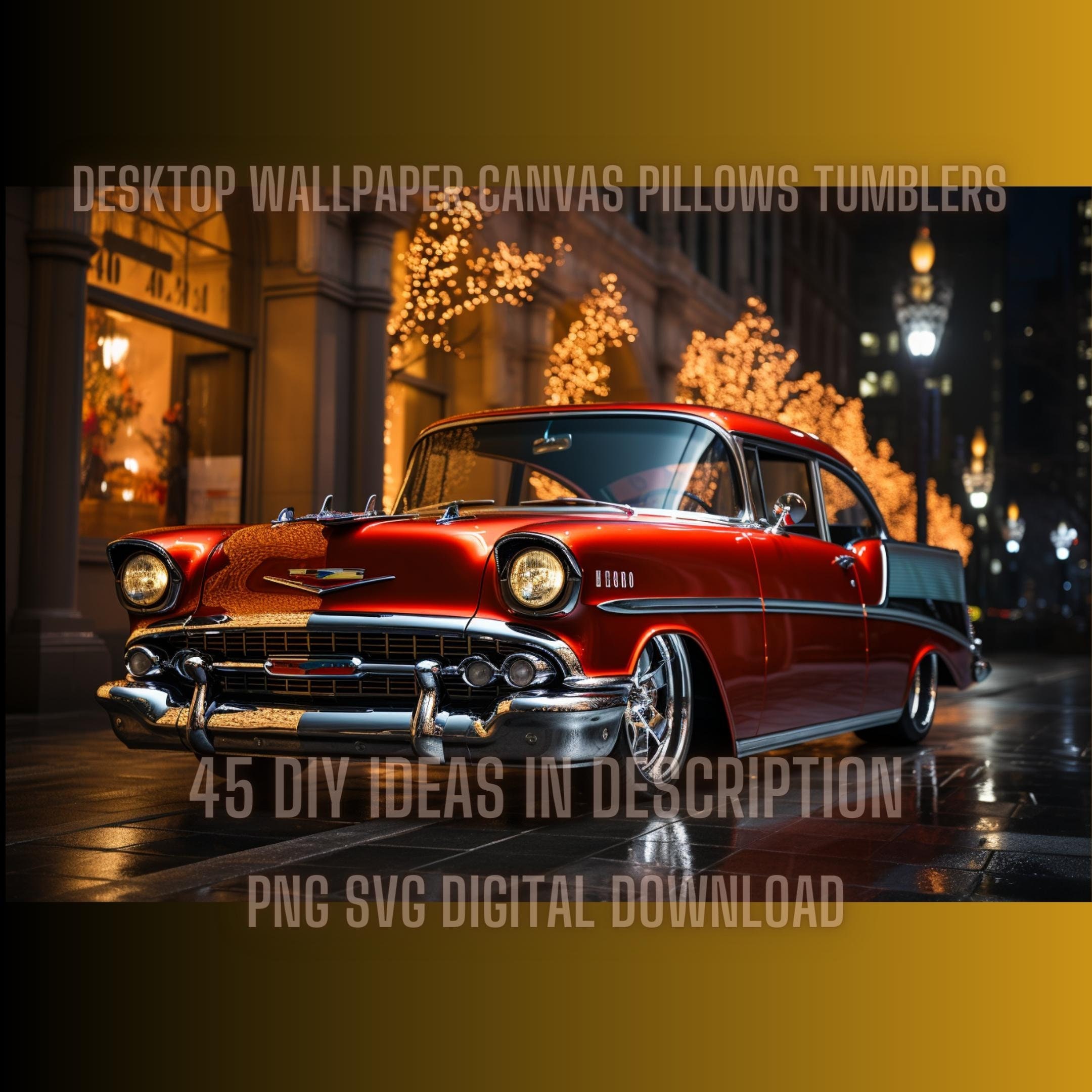 Classic Red 57 Chevy PNG 9 Car Bundle, Digital Download, Vintage Muscle ...