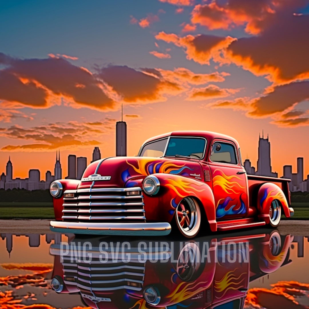 This Red 48 Chevy 3100 Lowrider Truck PNG Bundle Comes in 5 Aspect ...