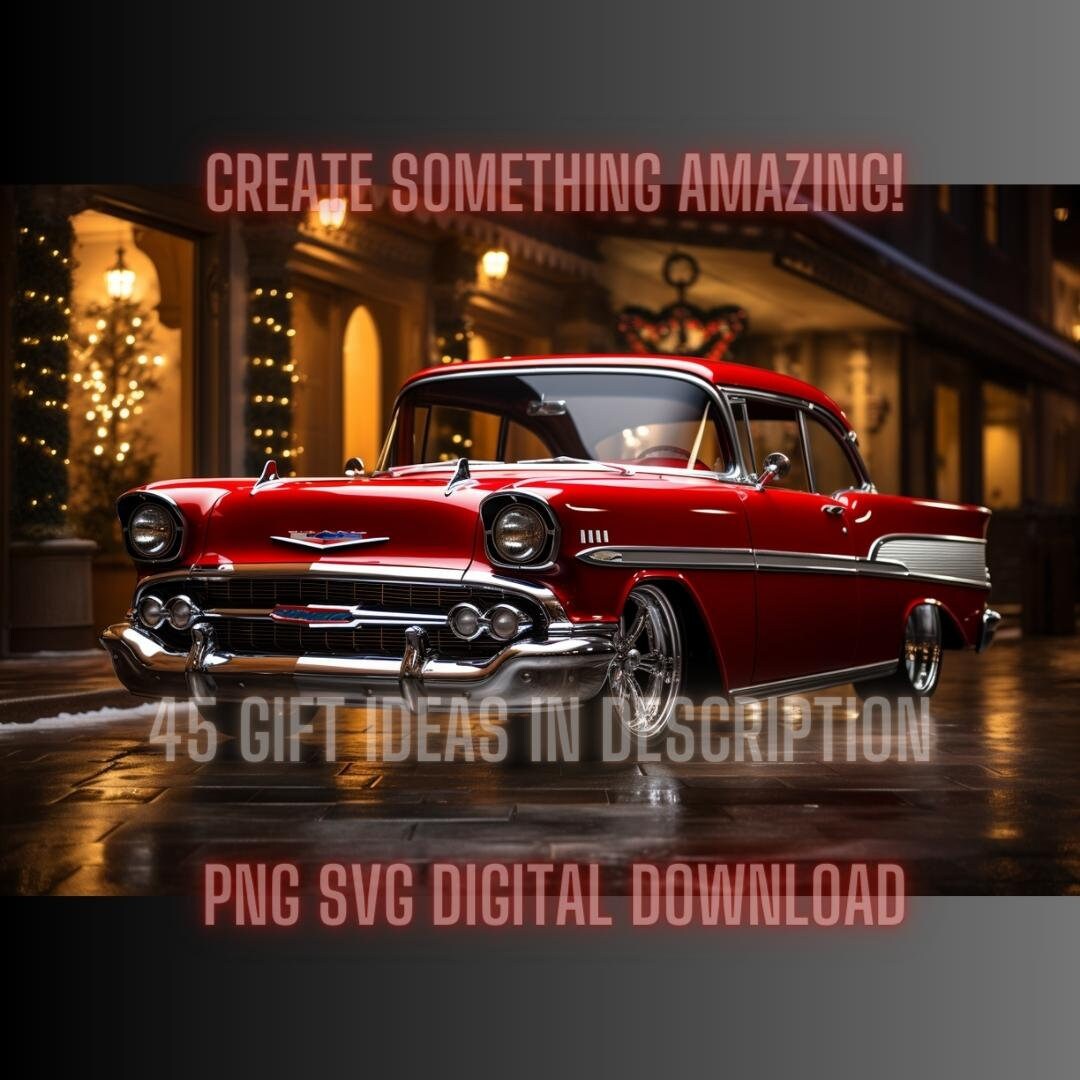 Christmas 57 Chevy PNG, 9 Car Bundle Digital Download, Holiday Muscle ...