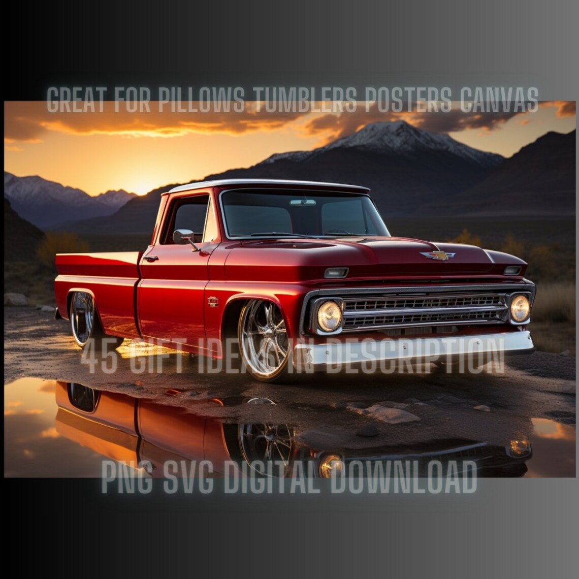 Old School Chevy C10 Pickup PNG Bundle, Vintage Muscle Truck Wall Art ...