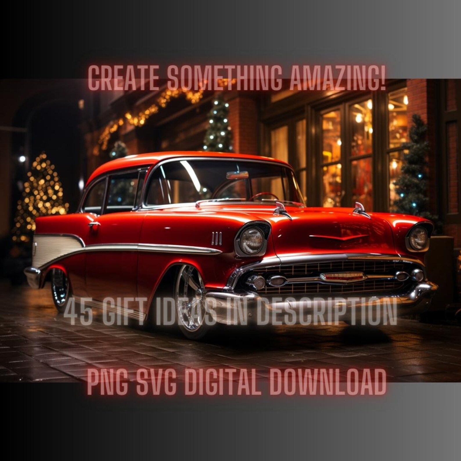 Christmas 57 Chevy PNG, 9 Car Bundle Digital Download, Holiday Muscle ...