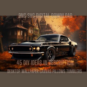 Black 68 Mach 1 Cobra PNG Digital Download, Vintage Muscle Car PNG, Svg ...