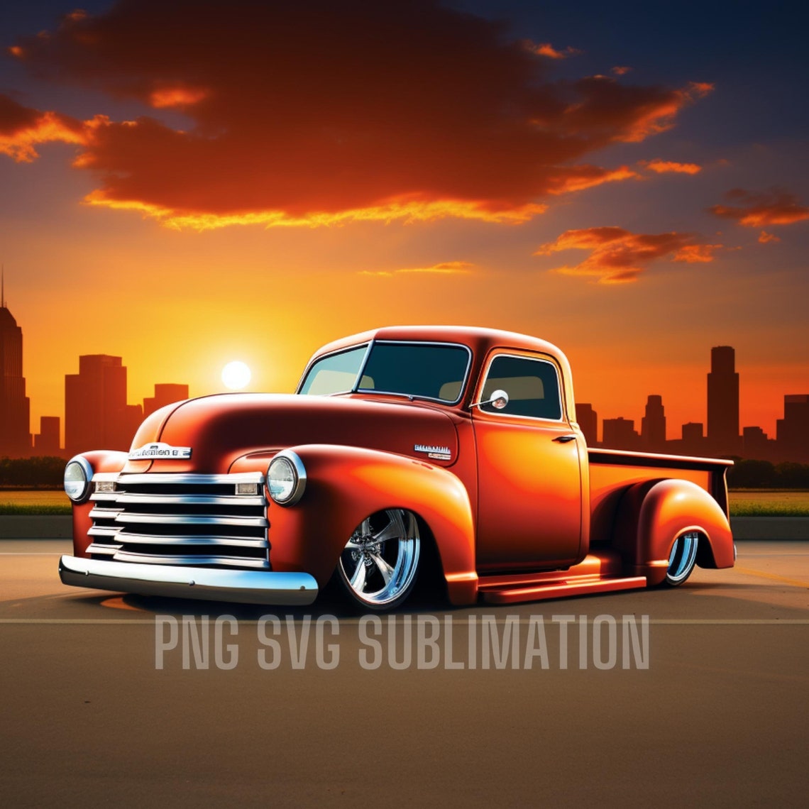 This Red 48 Chevy 3100 Lowrider Truck PNG Bundle Comes in 5 Aspect ...
