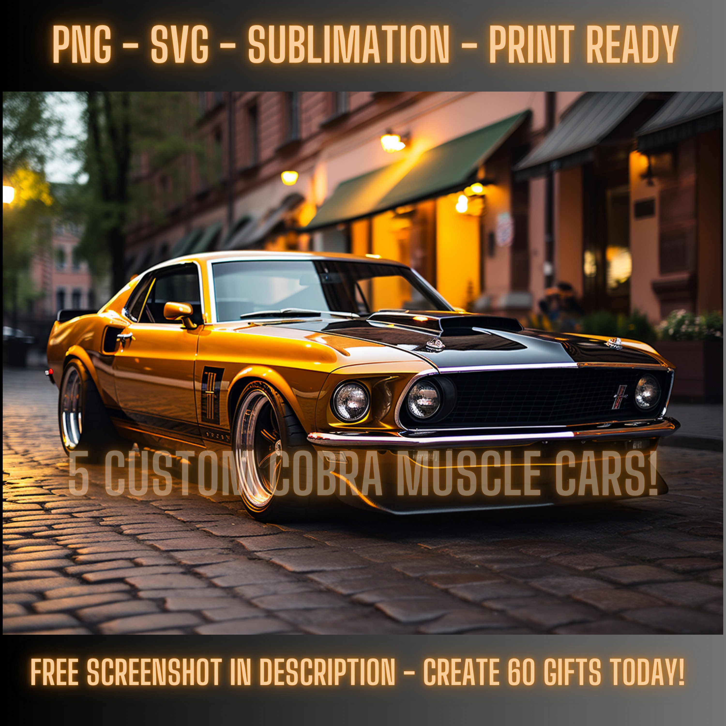 Custom Mustang Cobra Digital Download, Custom Muscle Car PNG, Svg ...