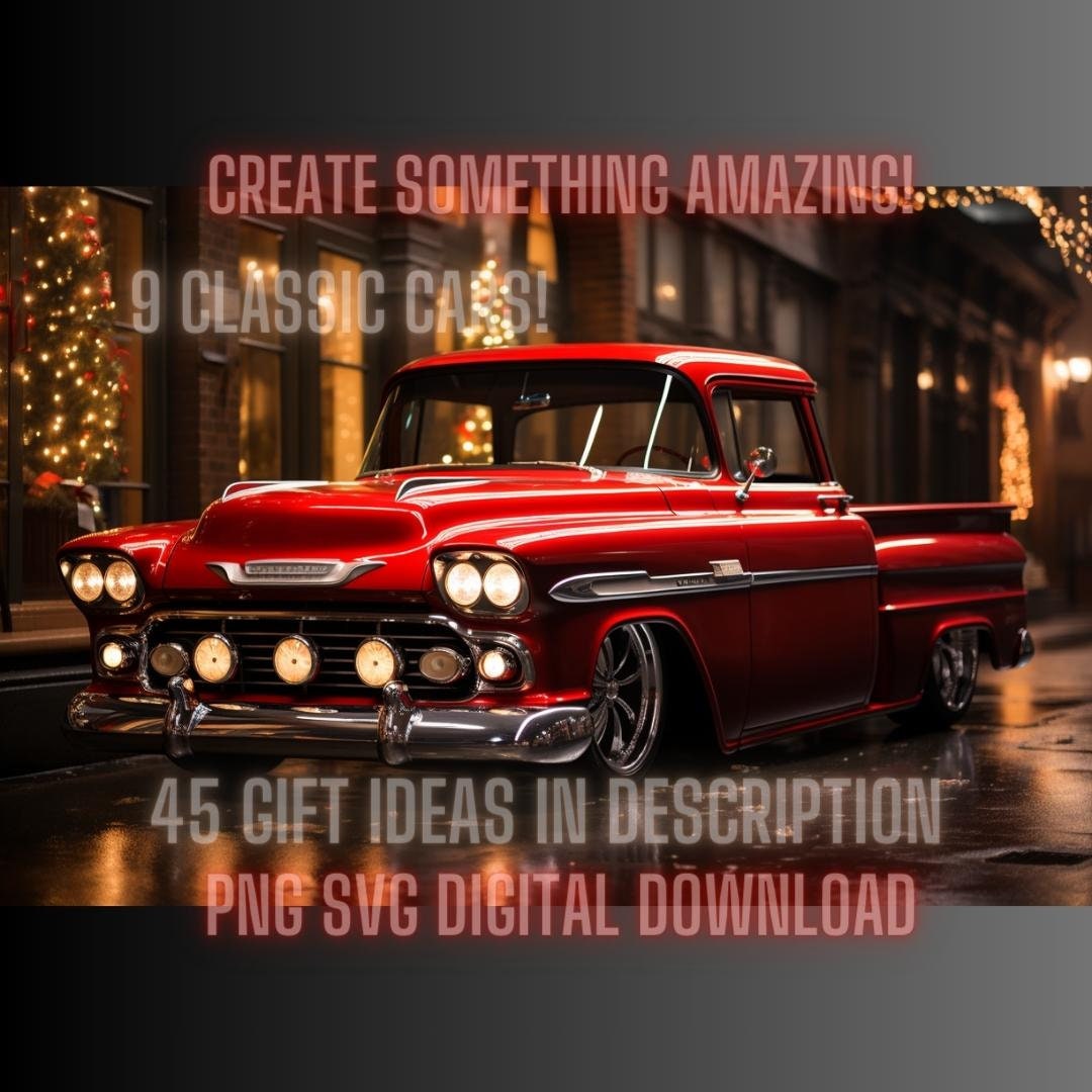 Christmas Chevy C10 Lowrider PNG Bundle, Christmas C10 Wall Art Png ...