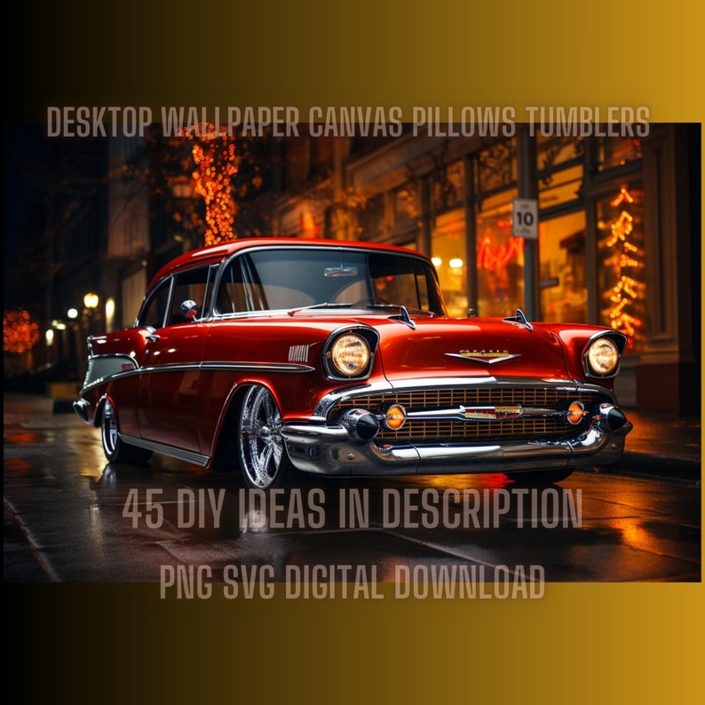 Classic Red 57 Chevy PNG 9 Car Bundle, Digital Download, Vintage Muscle ...