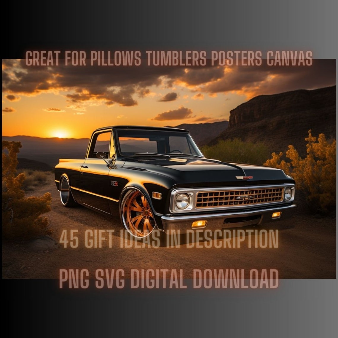 68 Chevy C10 Pickup PNG Bundle, Vintage Muscle Truck Wall Art Png ...