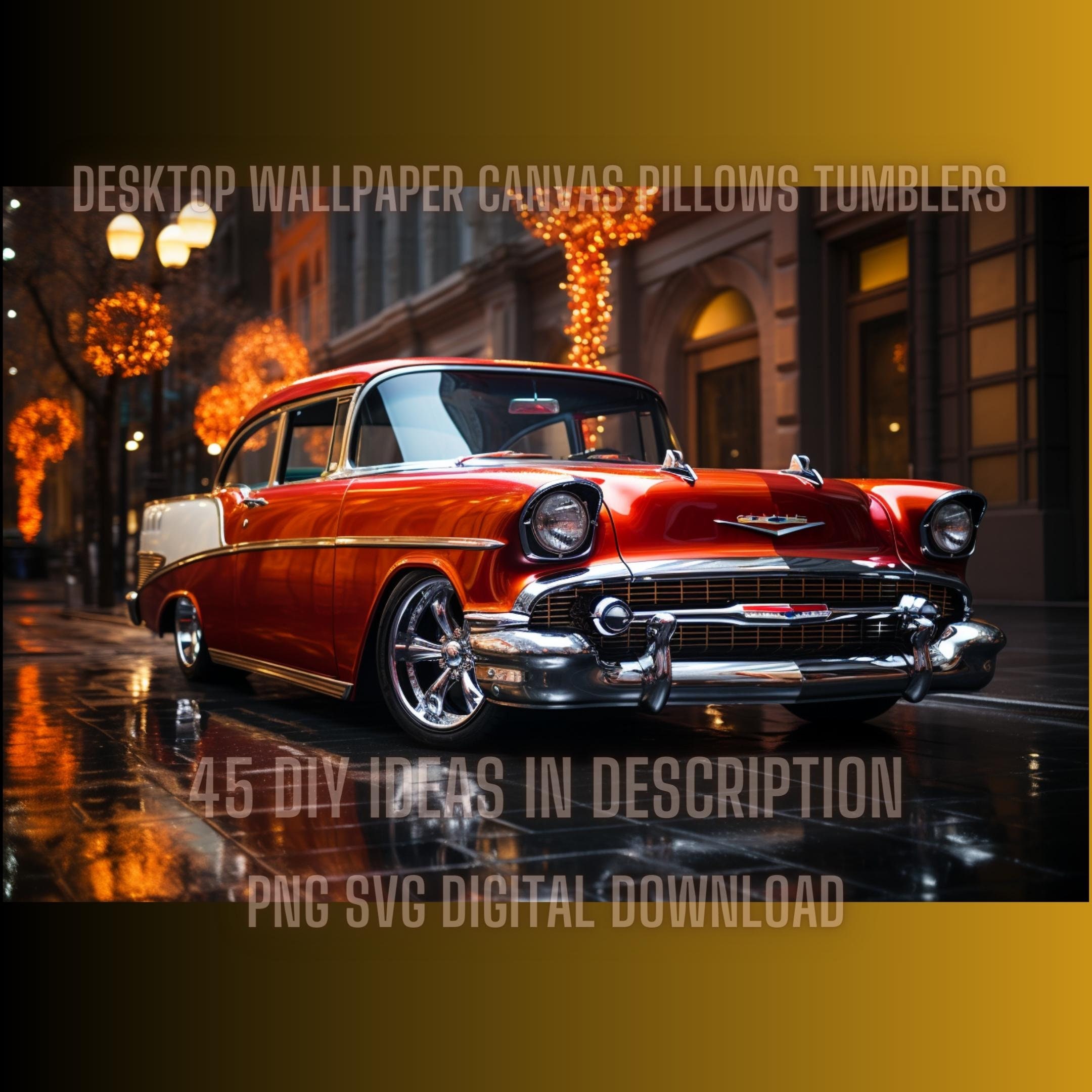 Custom Red 57 Chevy PNG 9 Car Bundle, Digital Download, Classic Muscle ...