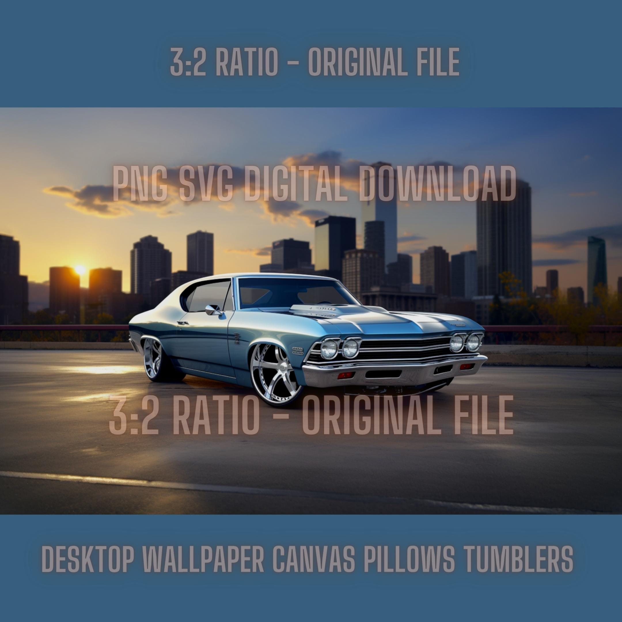 Blue 68 Chevelle SS PNG Bundle, Wallpaper, Tumbler, Canvas Art - Etsy