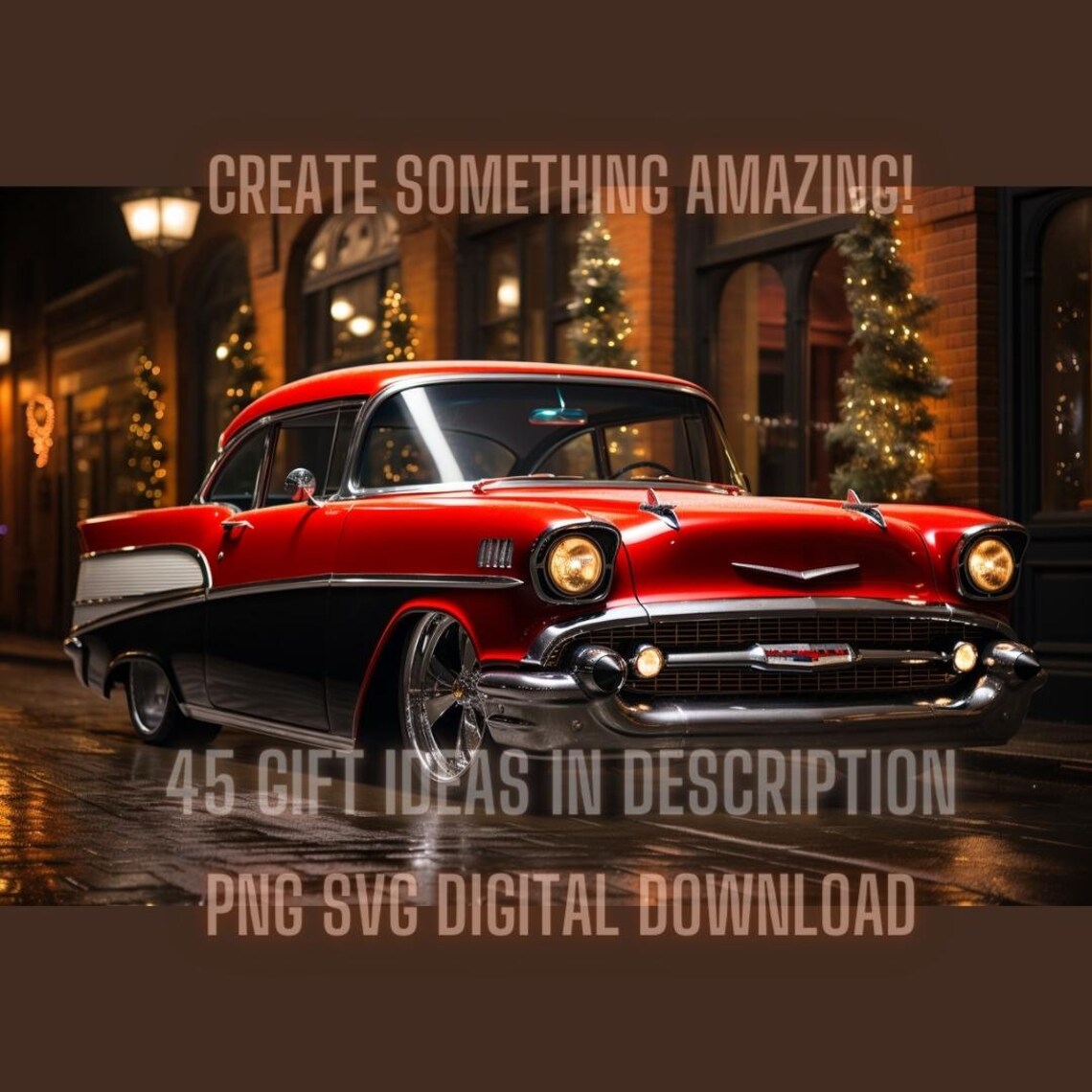 Christmas 57 Chevy PNG, 9 Car Bundle Digital Download, Retro Muscle Car ...