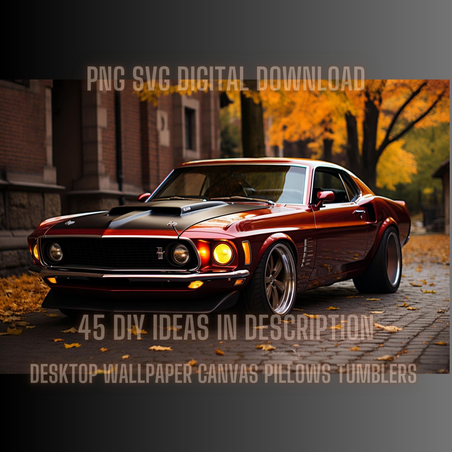 Custom Red 68 Mach 1 Cobra PNG Digital Download, Vintage Muscle Car PNG ...