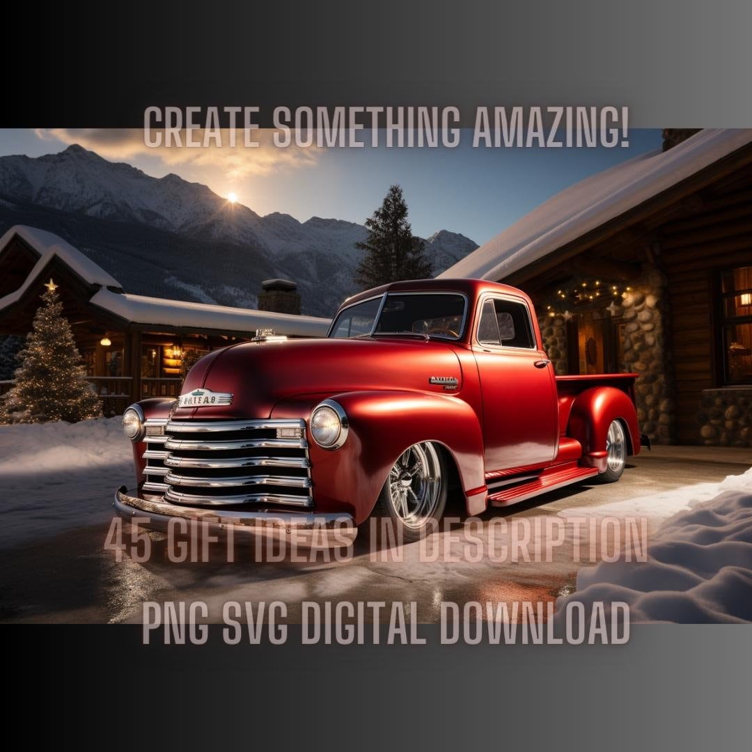 Candy Red 48 Chevy 3100 Pickup PNG Bundle, Lowrider Truck Wall Art ...