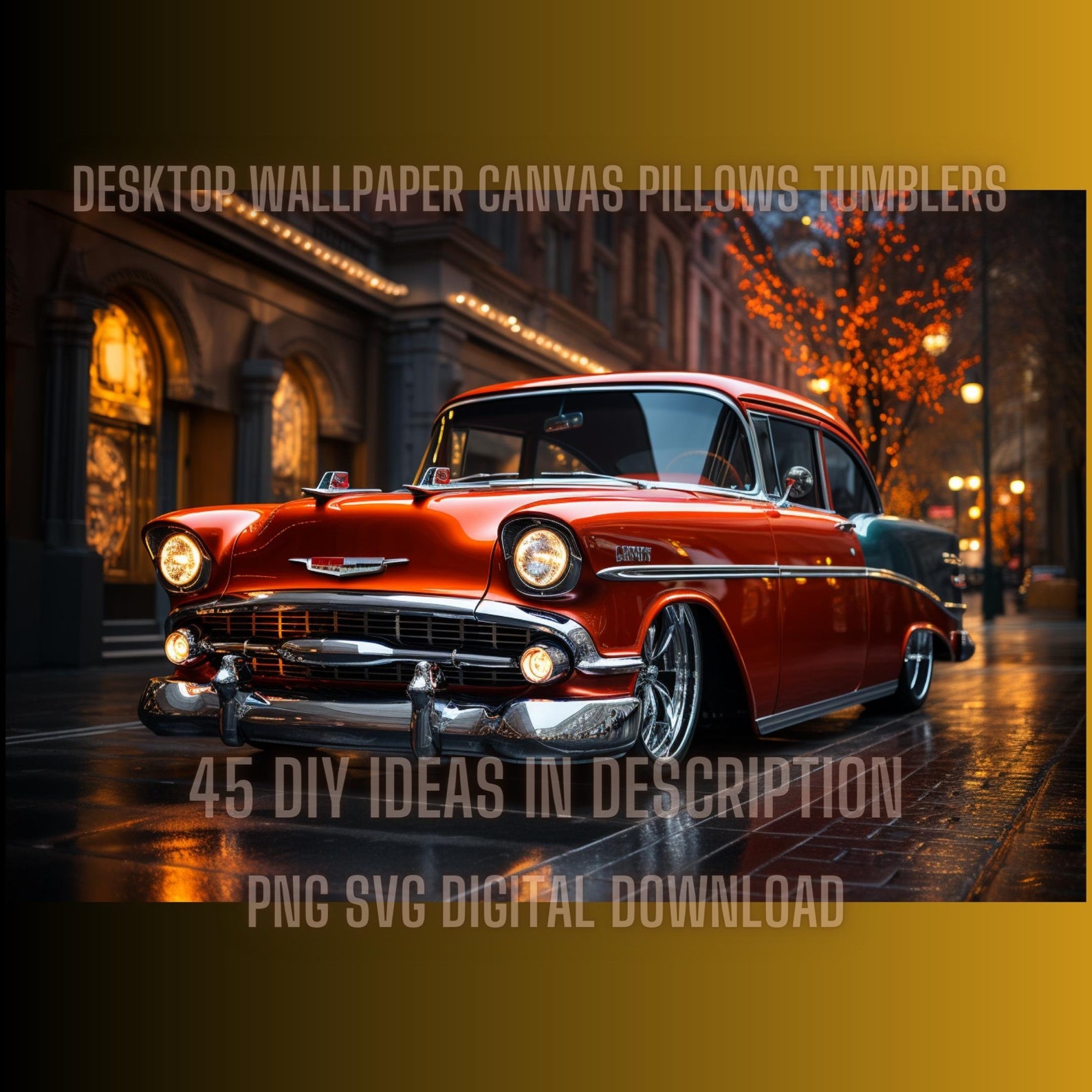 Custom Red 57 Chevy PNG 9 Car Bundle, Digital Download, Classic Muscle ...