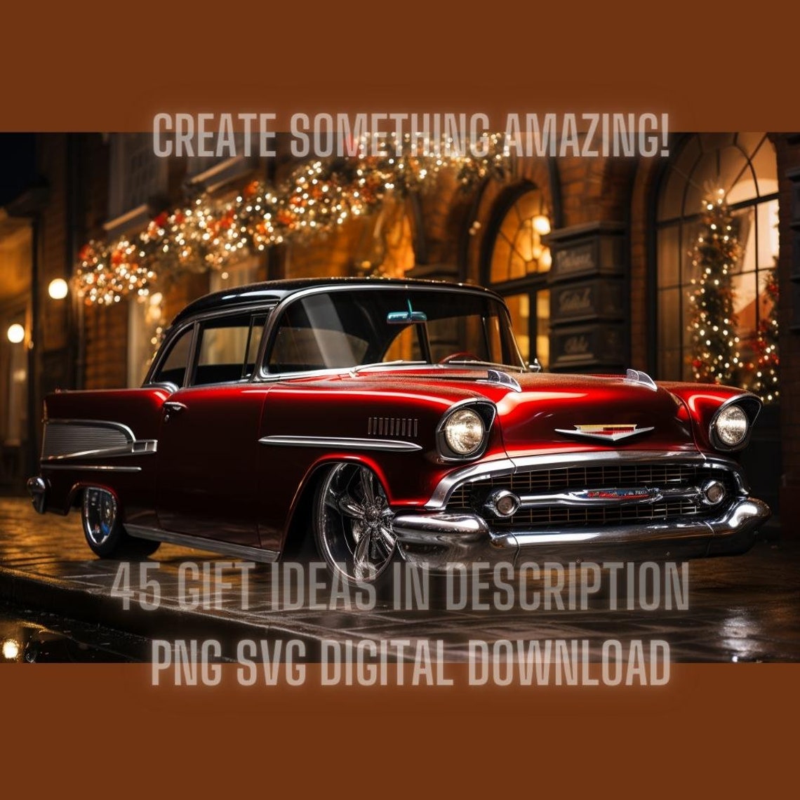 Christmas 57 Chevy PNG, 9 Car Bundle Digital Download, Classic Muscle ...
