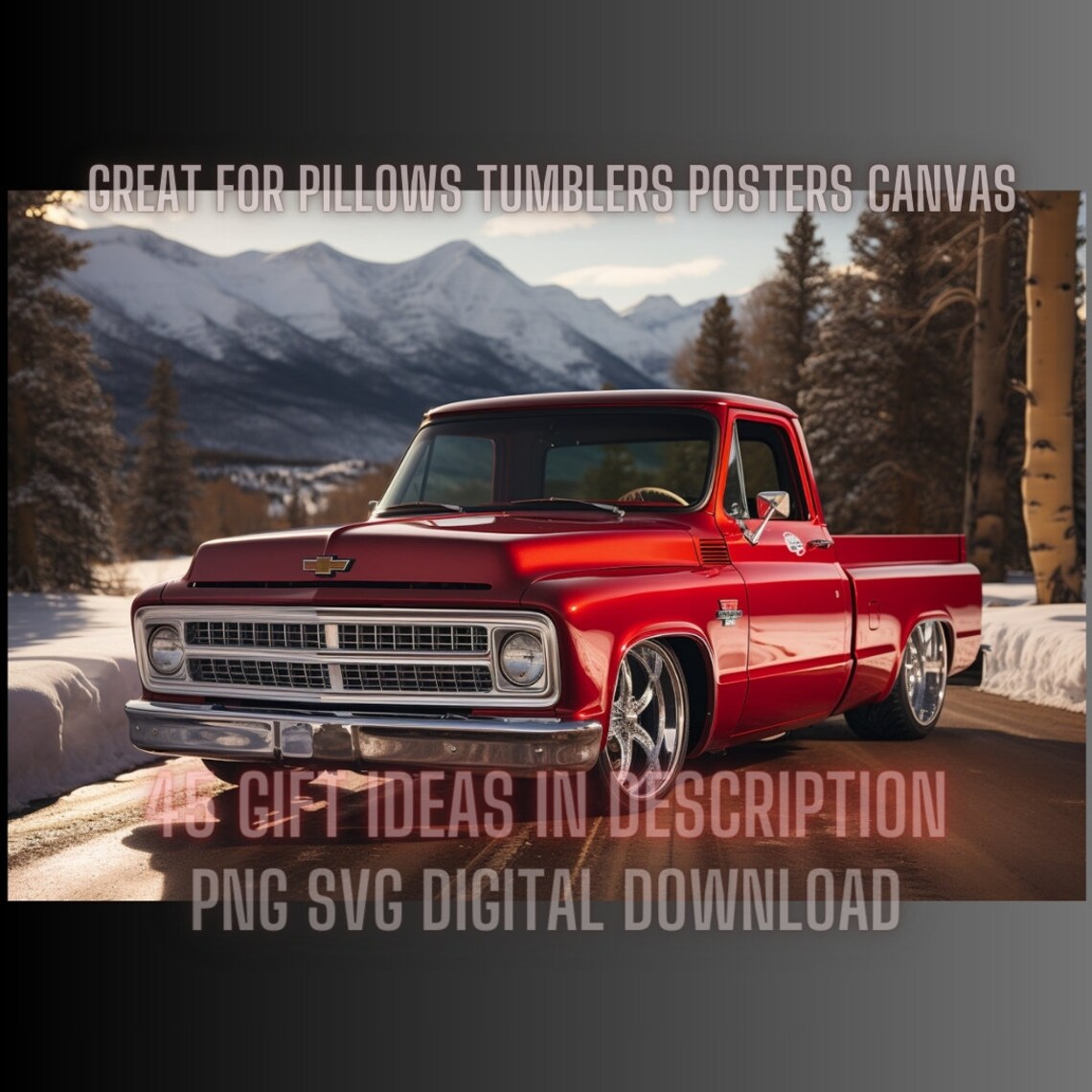 Classic Chevy C10 Pickup PNG Bundle, Vintage Muscle Truck Wall Art Png ...