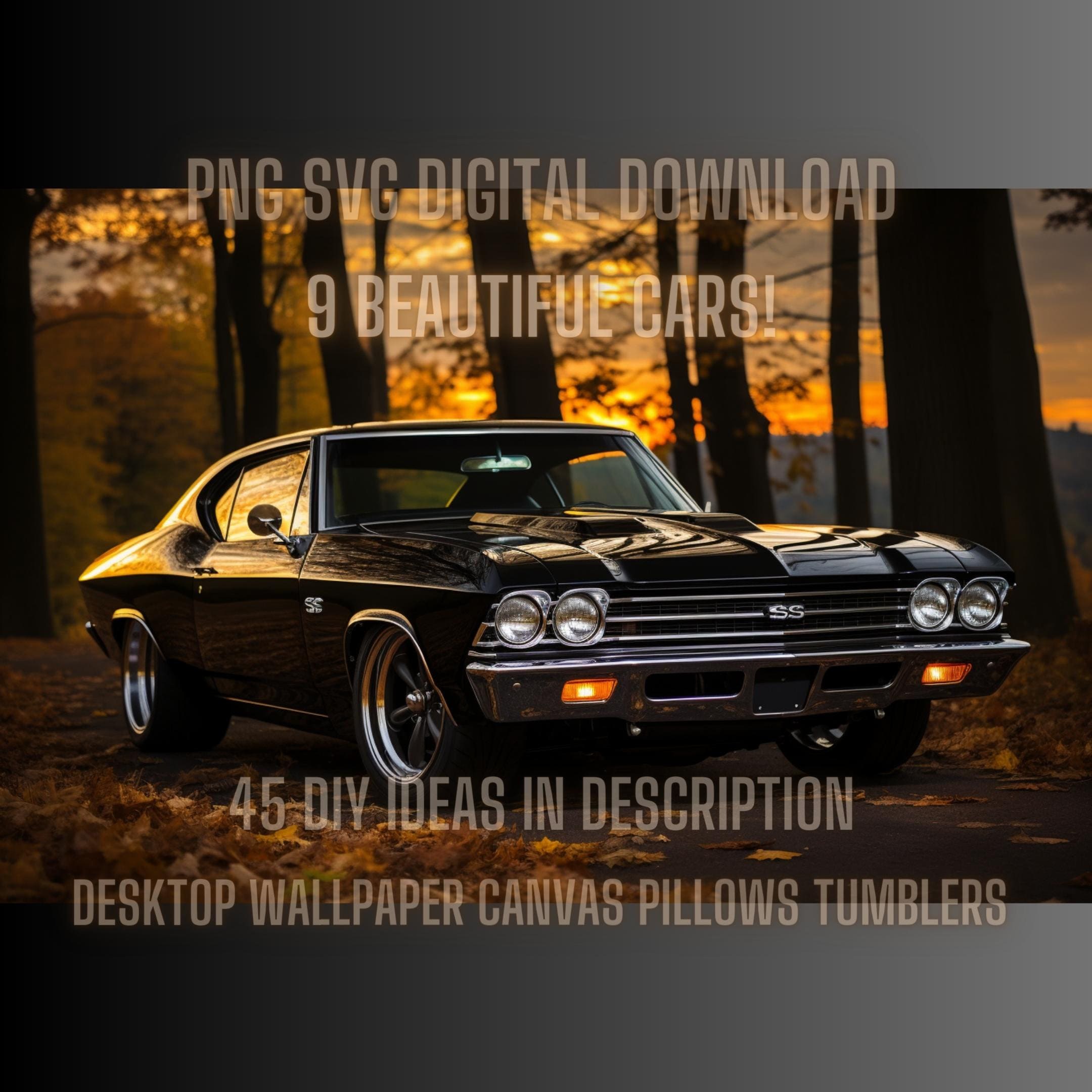 This Classic Black 68 Chevelle SS 9 PNG Bundle Makes the Best Desktop ...