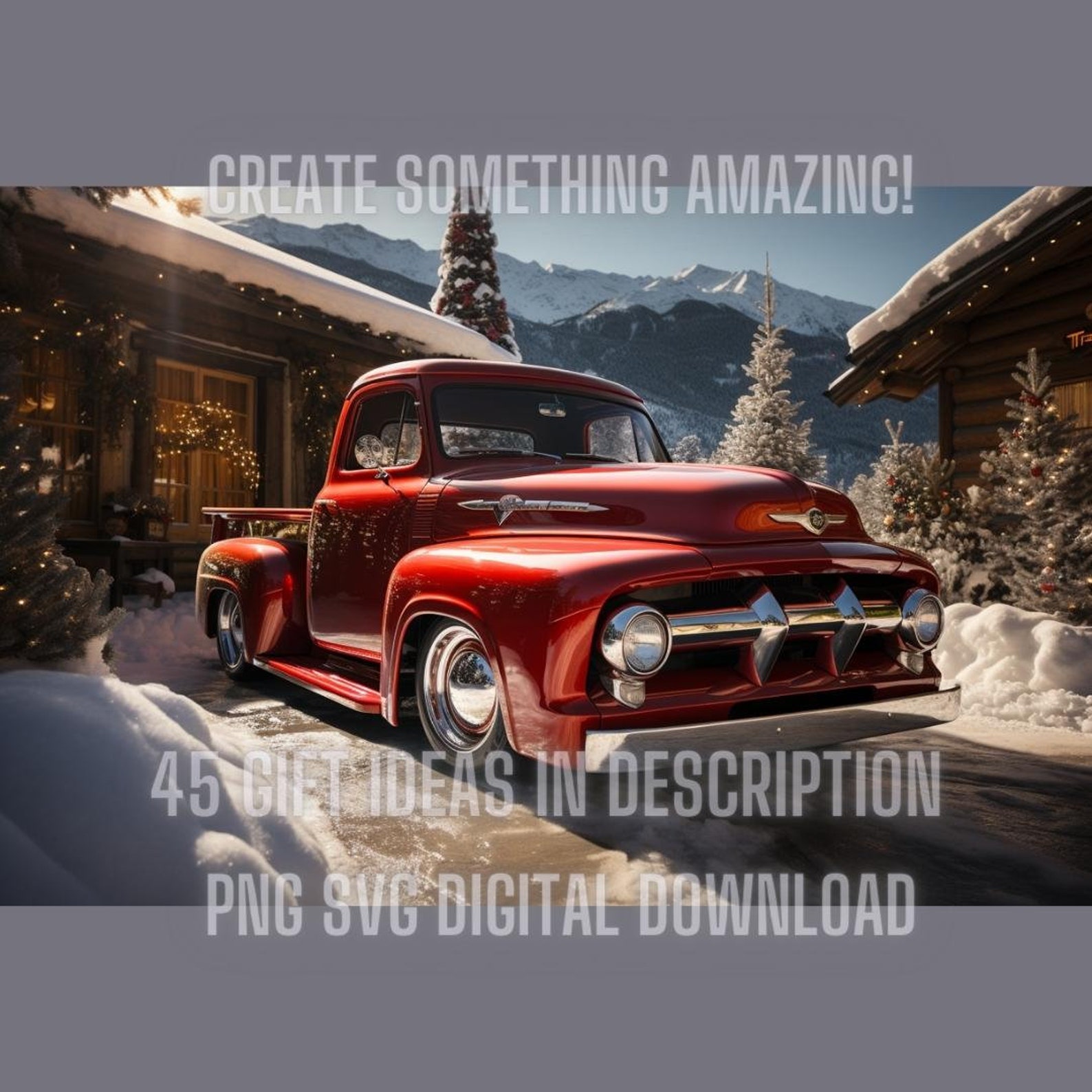 52 Ford Truck Christmas Design PNG Bundle, Christmas C10 Wall Art Png ...