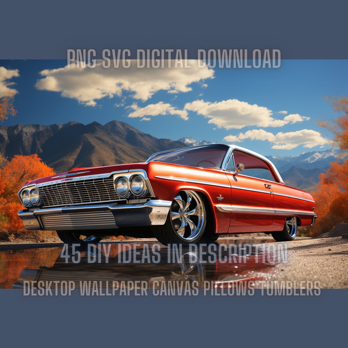 Custom 64 Impala Red Lowrider PNG Bundle Chicano Lowrider - Etsy