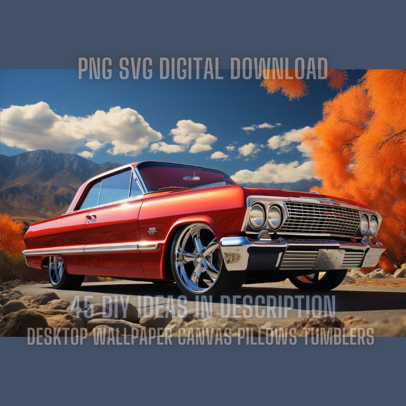 Custom 64 Impala Red Lowrider PNG Bundle, Chicano Lowrider Png ...