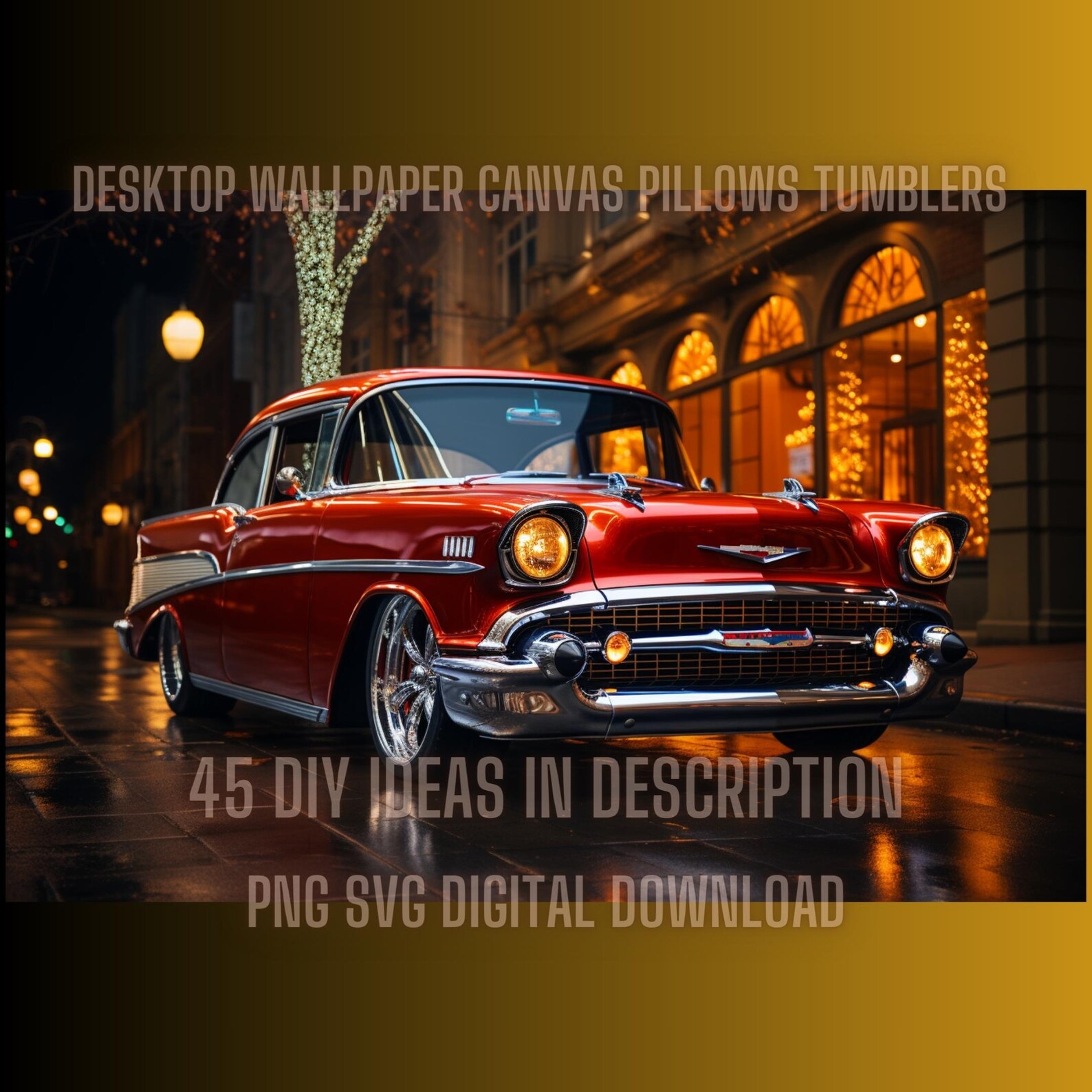 Custom Red 57 Chevy PNG 9 Car Bundle, Digital Download, Classic Muscle ...