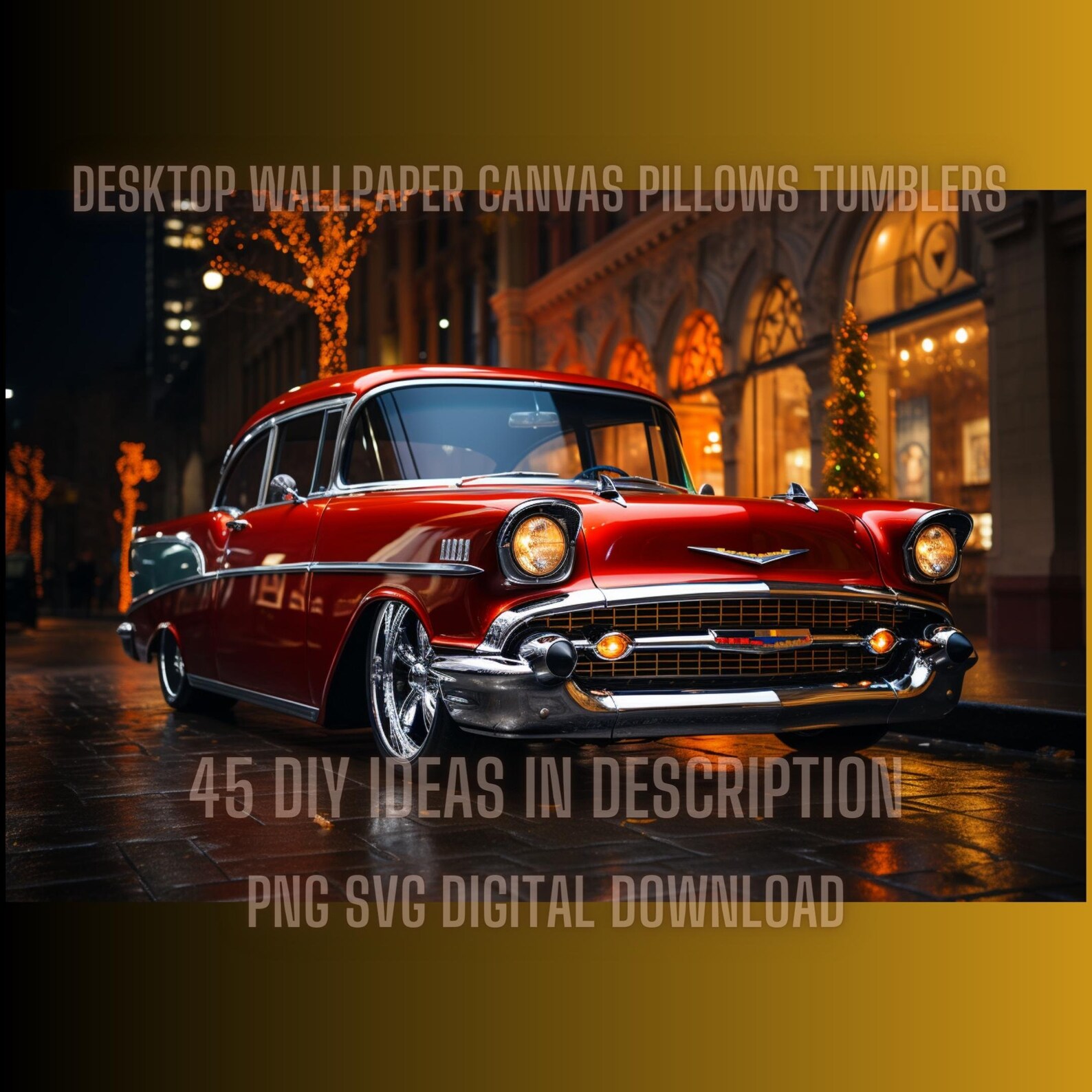 Classic Red 57 Chevy PNG 9 Car Bundle, Digital Download, Vintage Muscle ...